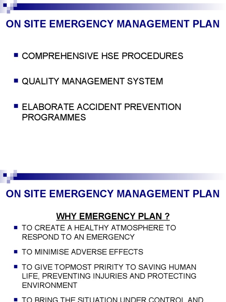 ON SITE EMERGENCY MANAGEMENT PLAN (IIEM) 10.pptx - Pps | PDF ...