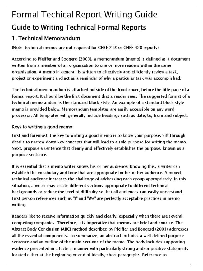 Formal Technical Report Writing Guide | PDF | Memorandum | Editing