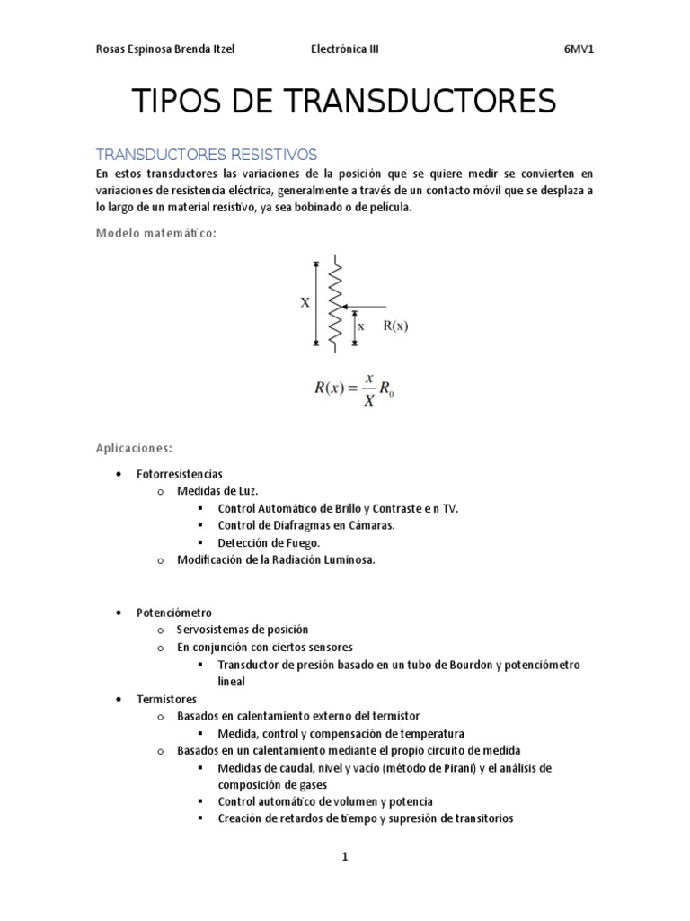 Tipos de Transductores | PDF | Permisividad | Electrónica