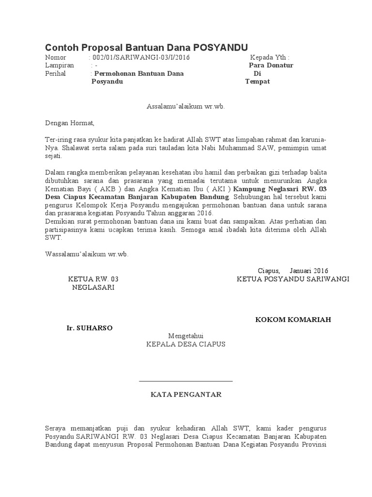 Contoh Proposal Bantuan Dana POSYANDU | PDF