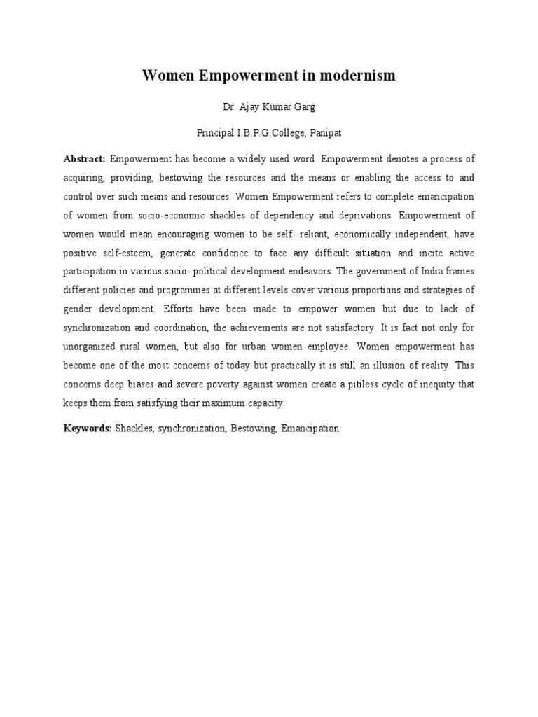 Women Empowerment in Modernism | PDF | Social Science