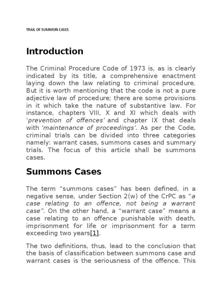 Trail of Summon Cases CRPC Project | PDF | Plea | Acquittal