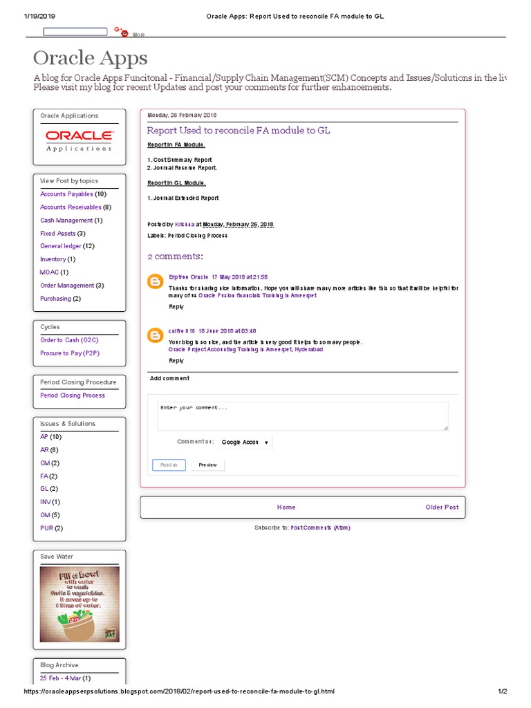 FA to GL Reconciliation Report Guide | PDF | Oracle Corporation ...