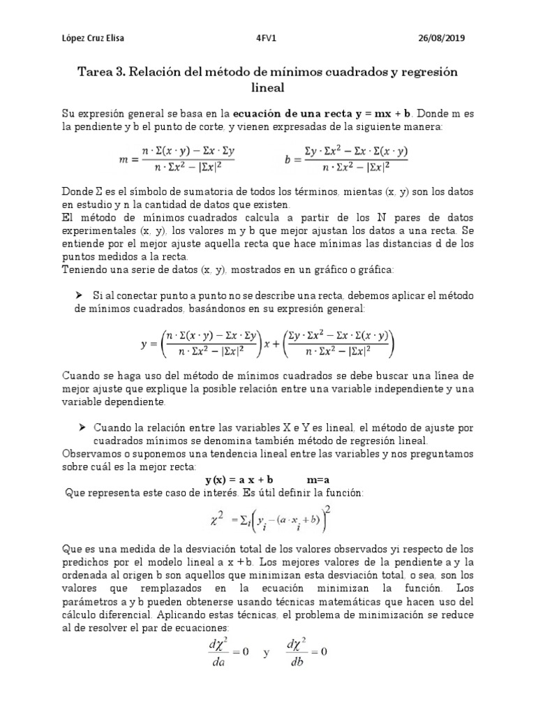 Relación Del Método de Mínimos Cuadrados y Regresión Lineal | PDF