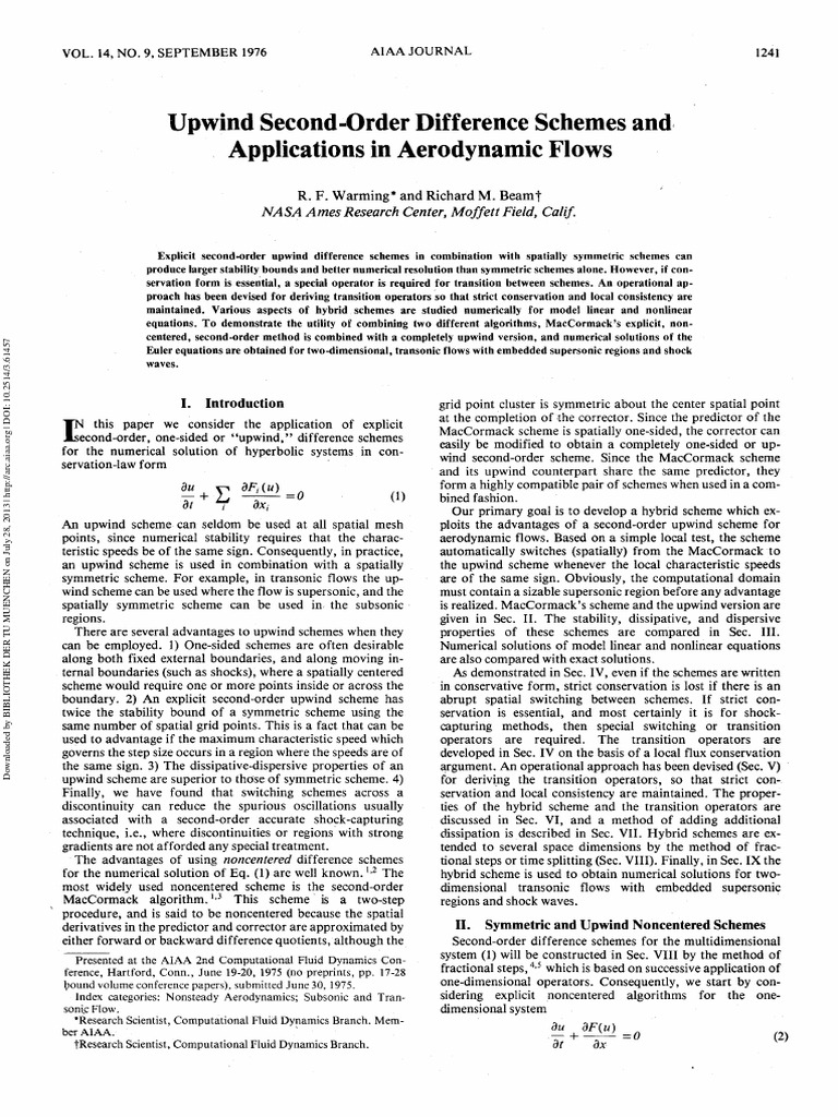 Upwind Secondorder Difference Schemes and Applications in Aerody 1976 ...