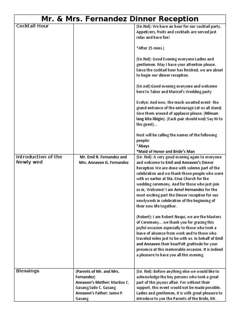Host Script | Download Free PDF | Wedding | Social Conventions