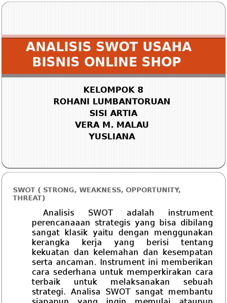 Analisis Swot Usaha Bisnis Online Shop | PDF | Karier & Perkembangan