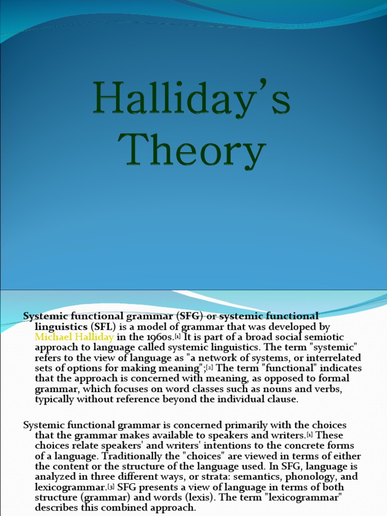 Halliday's Theory | PDF | Grammar | Syntax
