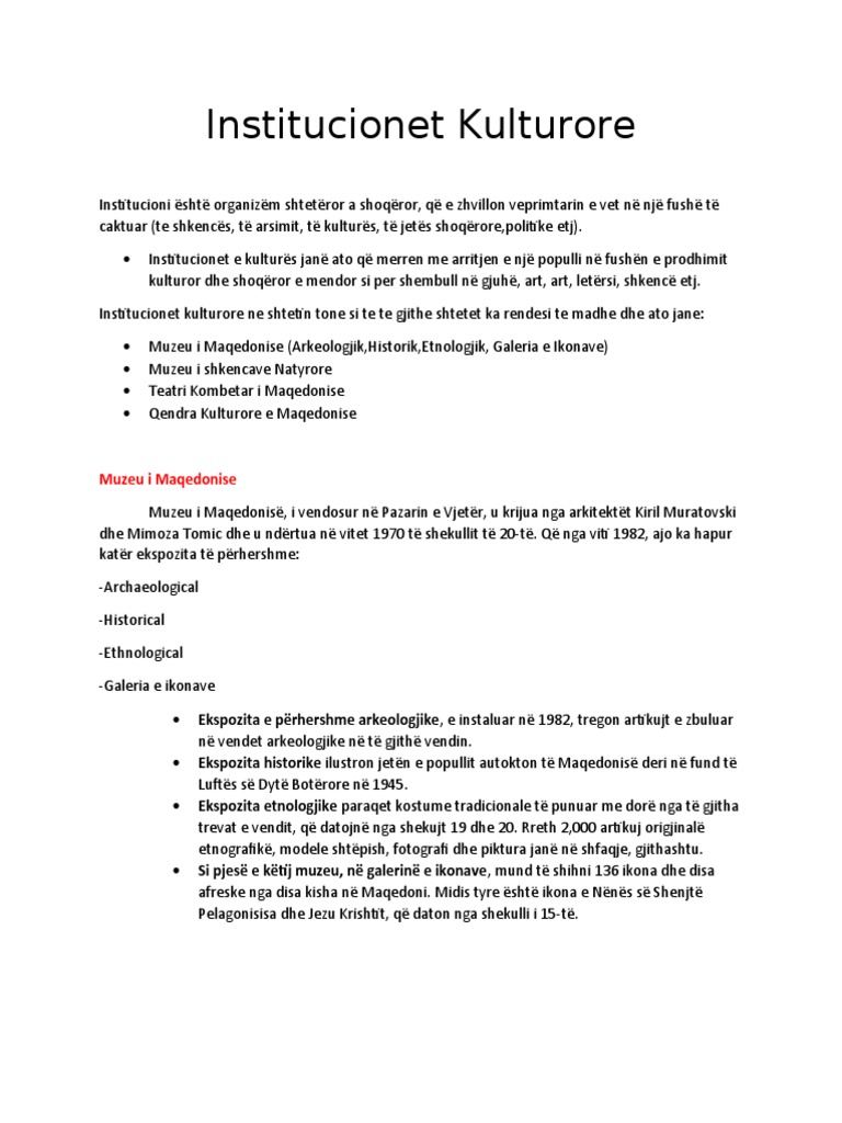 Institucionet Kulturore | PDF