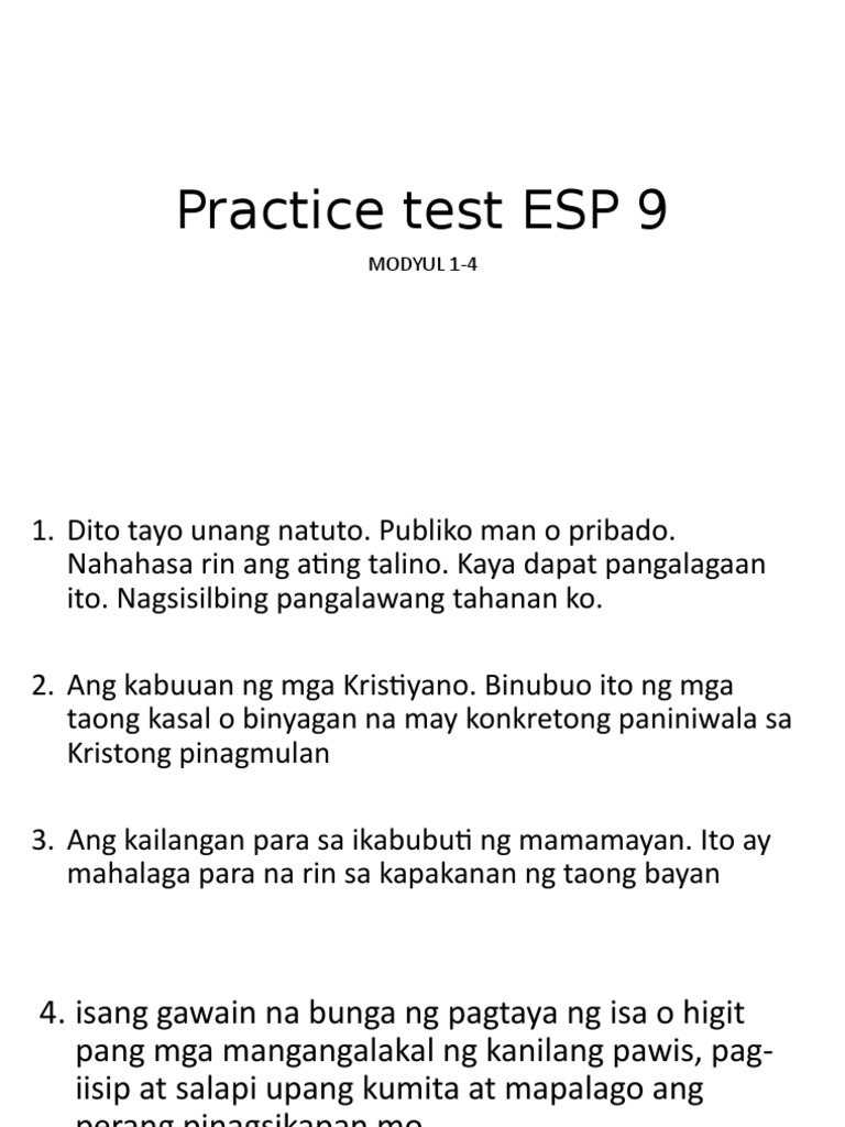Practice Test ESP 9 | PDF