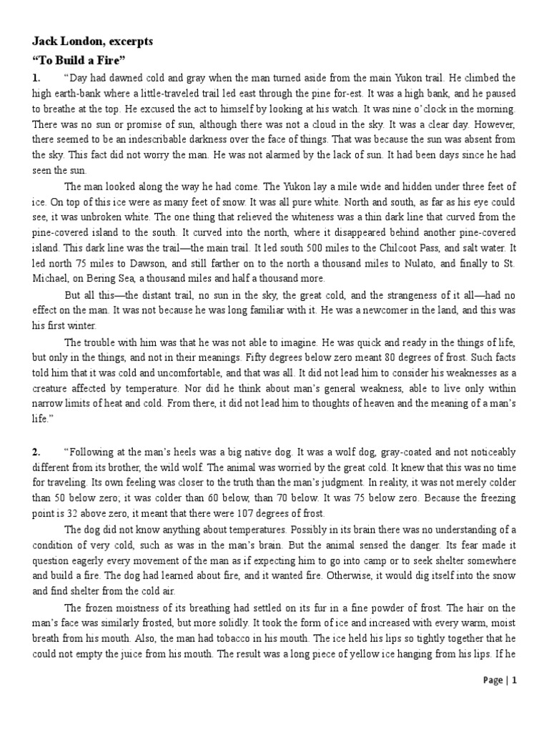 Jack London - To Build A Fire | Download Free PDF | Frost | Ice