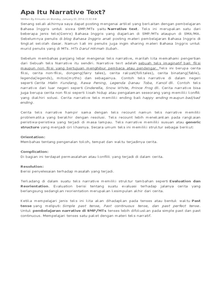 MATERI SMS 2 Apa Itu Narrative Text | PDF