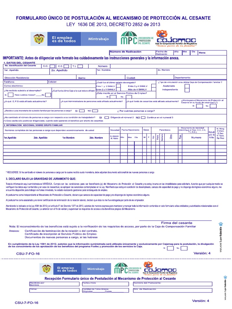 Formulario Unico Postulacion MPC 2019 PDF | PDF | Negocios