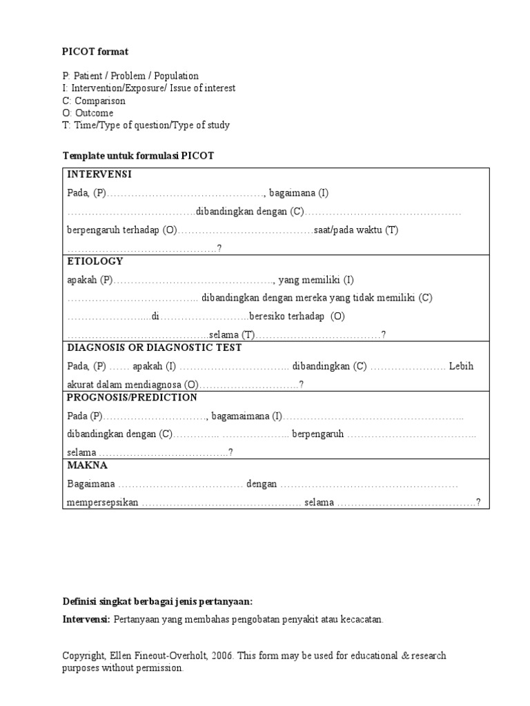 Templet PICOT+Excercise | PDF | Kesehatan Holistik