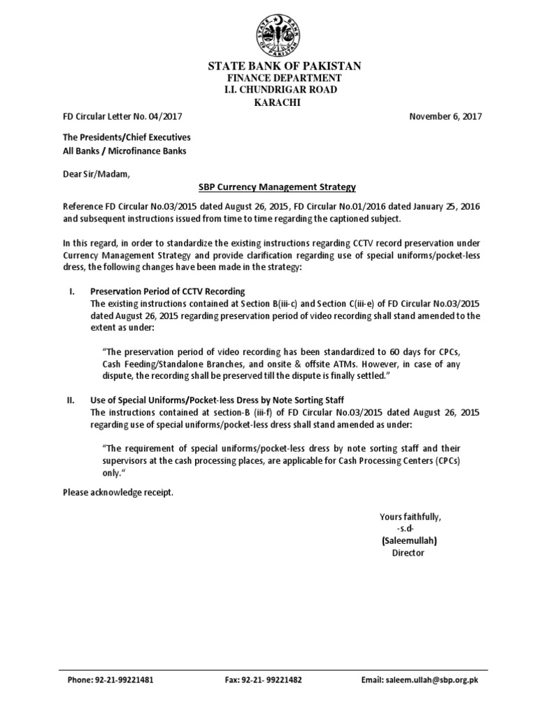 FD Circular Letter No 04 2017 | Financial Services | Money
