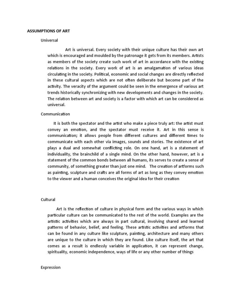 Assumptions of Art | PDF | Aesthetics | Idea