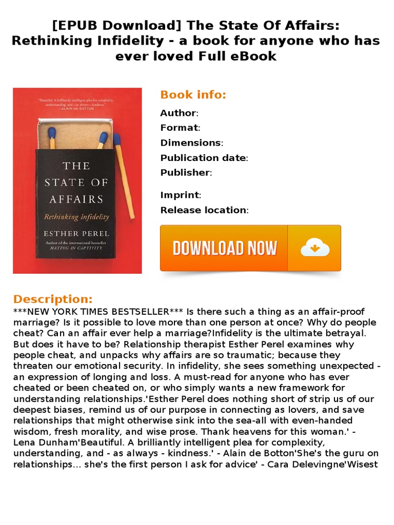 The State of Affairs Rethinking Infidelity A Book For Anyone Who Has ...
