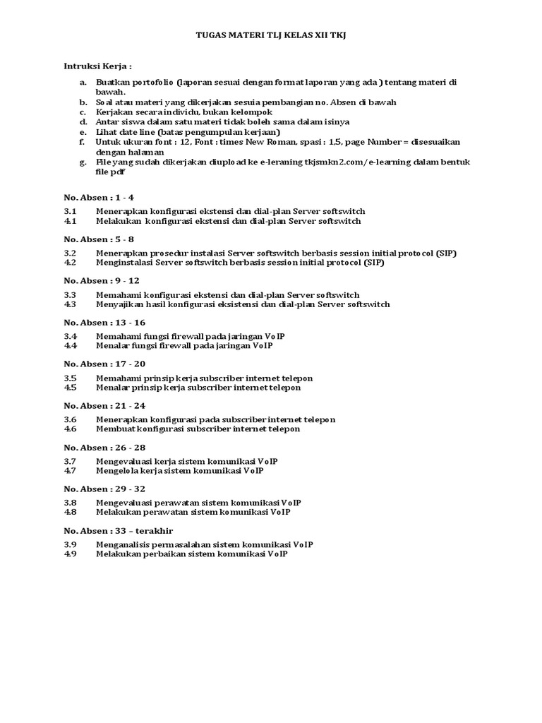 Tugas Materi TLJ Kelas Xii TKJ PDF | PDF | Komputer