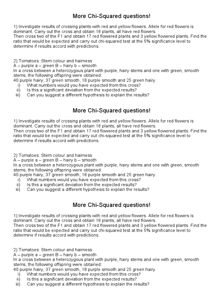 Chi-Squared Tests in Plant Genetics | PDF | Zygosity | Statistical ...