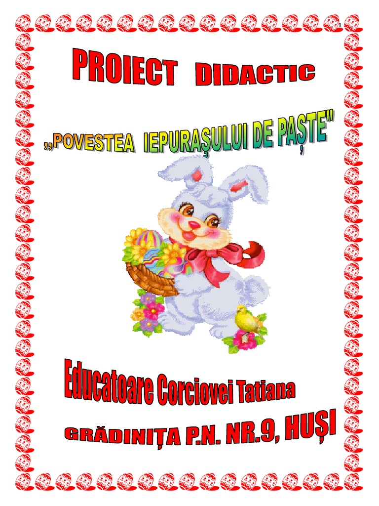 Corciovei Proiect Didactic Povestea Iepurasului de Paste PDF | PDF