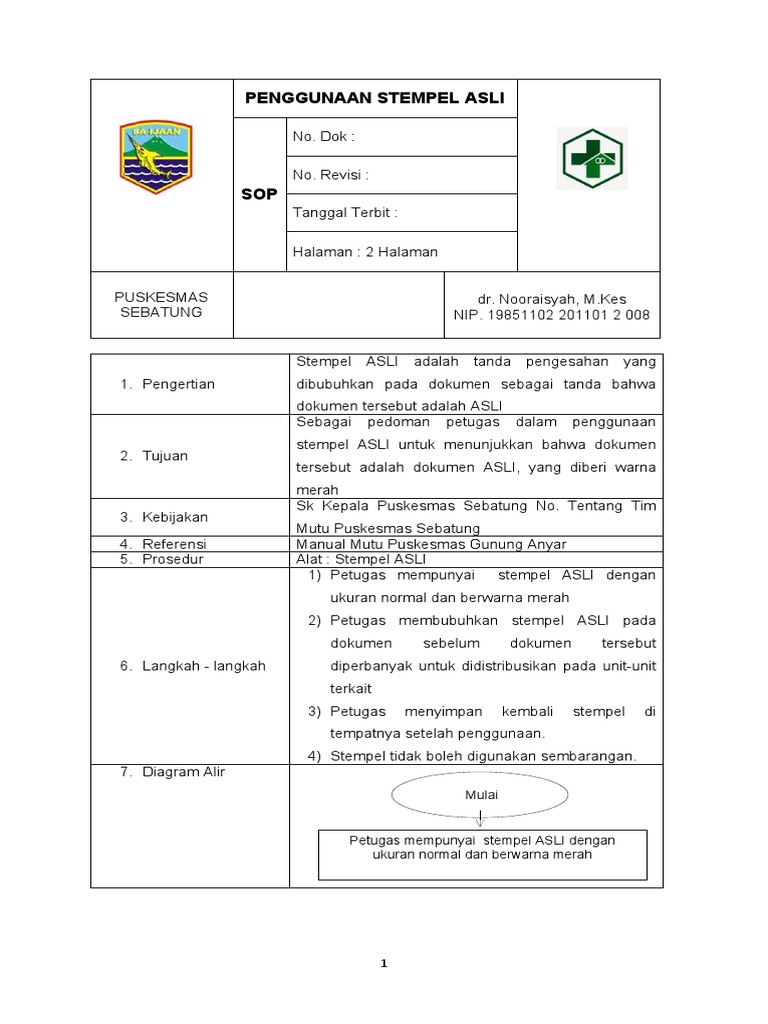 SOP Penggunaan Stempel Asli | PDF