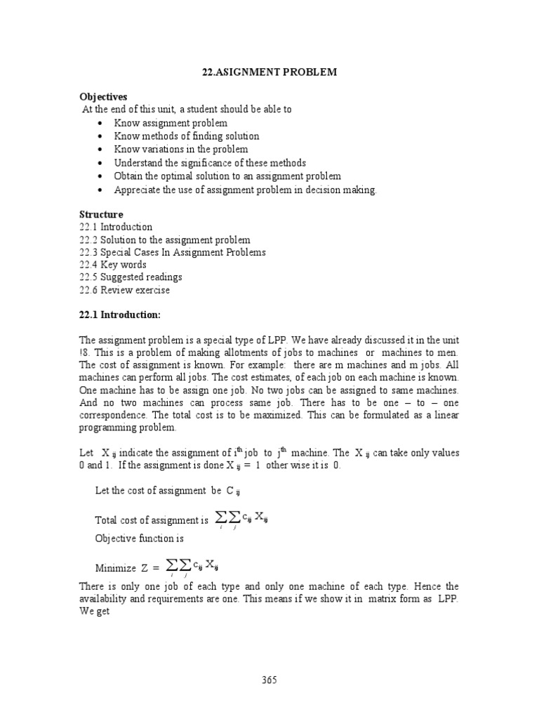 22 Asignment Problem | PDF | Mathematical Optimization | Analysis