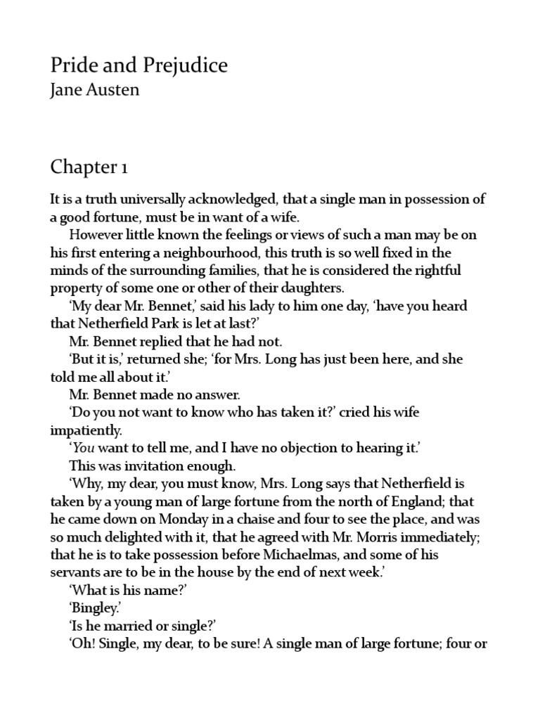 Austen Jane Pride Prejudice | PDF | Pride And Prejudice | Mr. Darcy