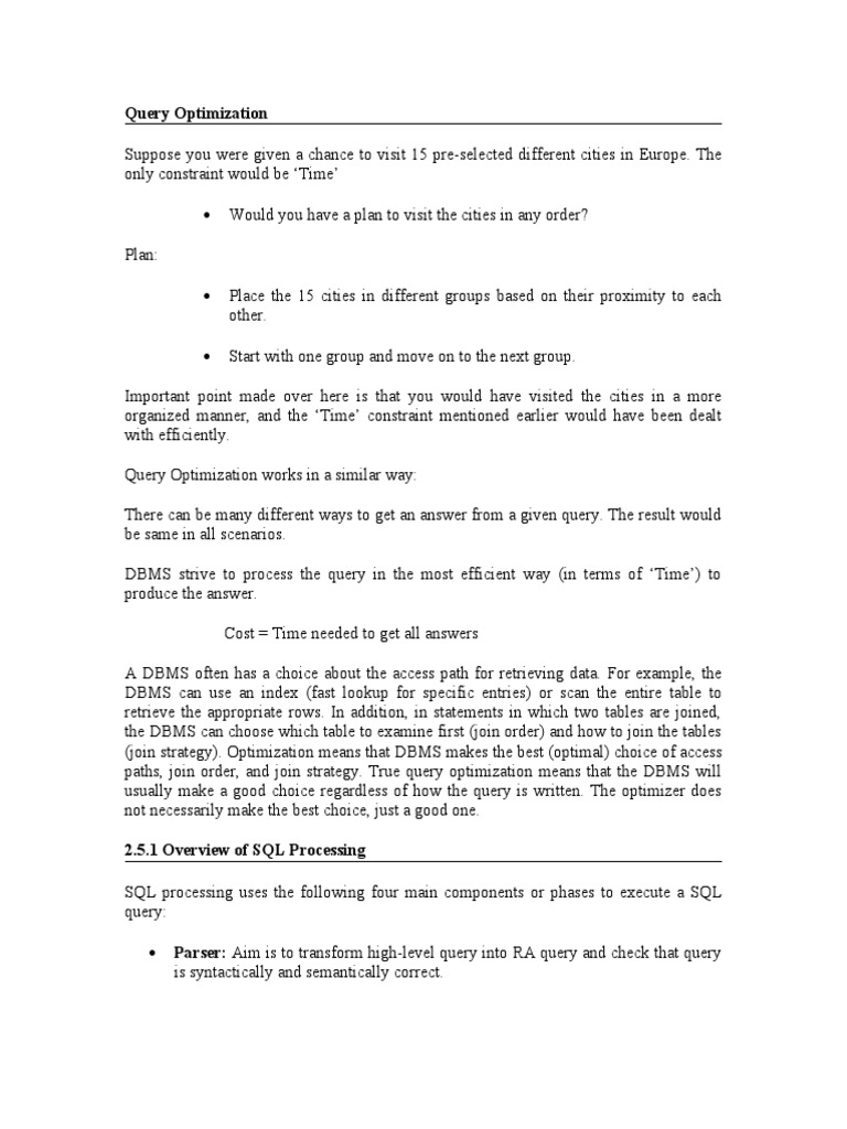 Query Optimization | PDF | Databases | Database Index