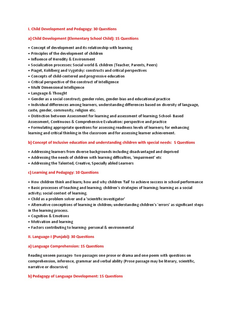 Ptet Syallabus | PDF | Child Development | Relationships