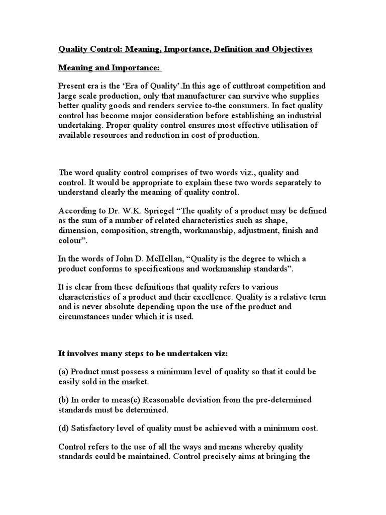 Quality Control - Notes (Basic) | PDF | Specification (Technical ...