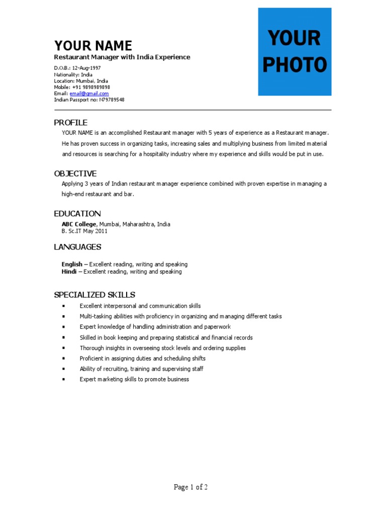 Dubai CV Format | PDF