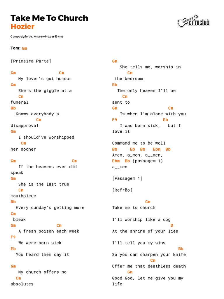 Hozier - Take Me To Church | PDF | Theology | Religious Behaviour And ...