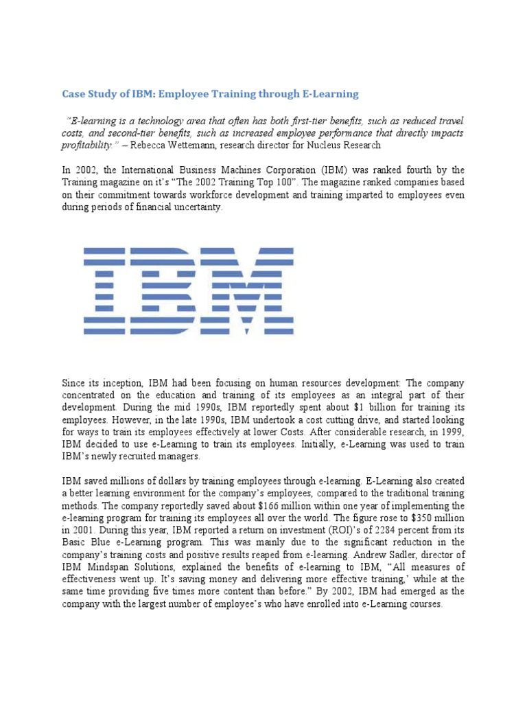Case Study of IBM: Employee Training Through E-Learning | PDF