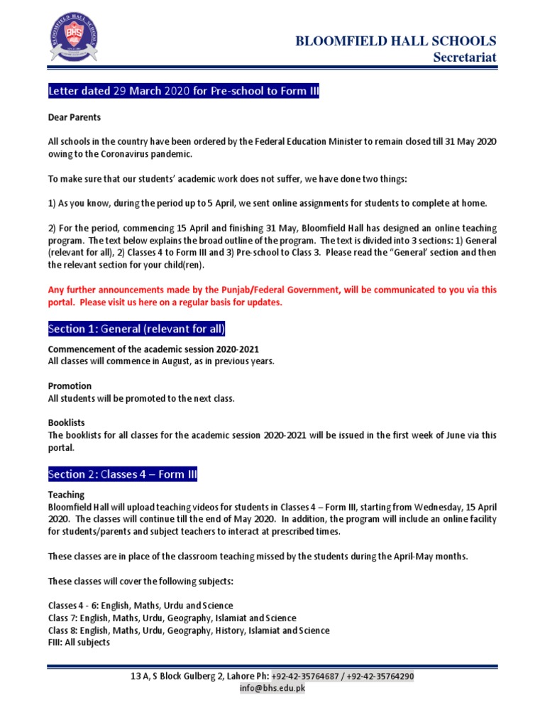 Bloomfield Hall Online Teaching Program | PDF | Preschool | Cognition
