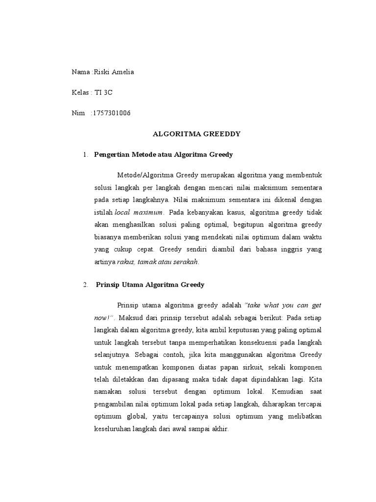 Algoritma Greedy & Knapsack | PDF