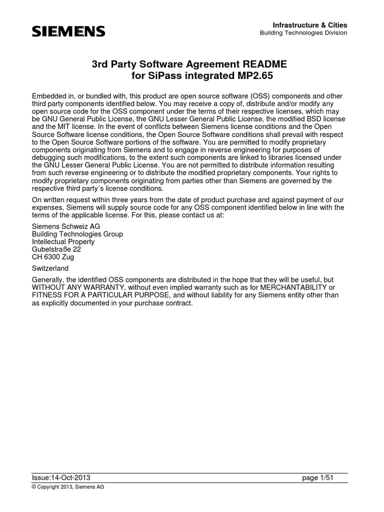 249 SiPass Int OSS Decl A-100046-1 en | PDF | Derivative Work | Copyright