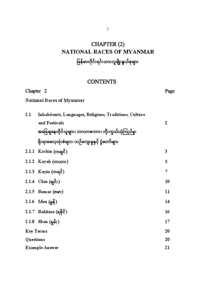 AM (1001) Chapter 2 (National Races of Myanmar) 2020 PDF | PDF