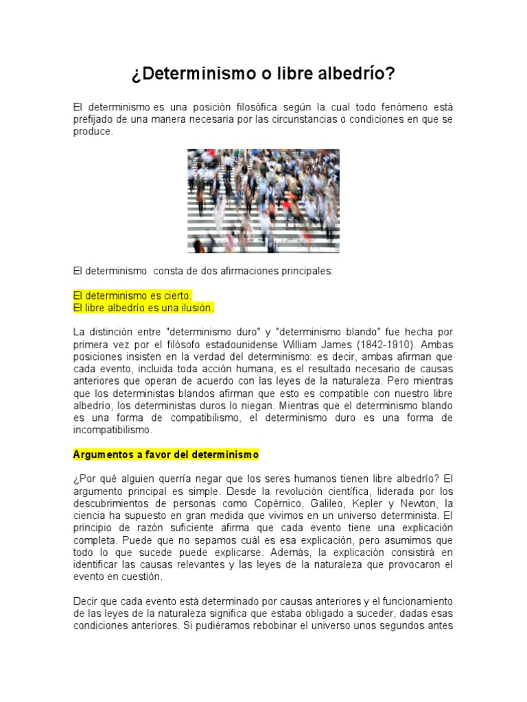 ¿Libertad o predestinación? El debate sobre el determinismo y el libre albedrío | PDF ...