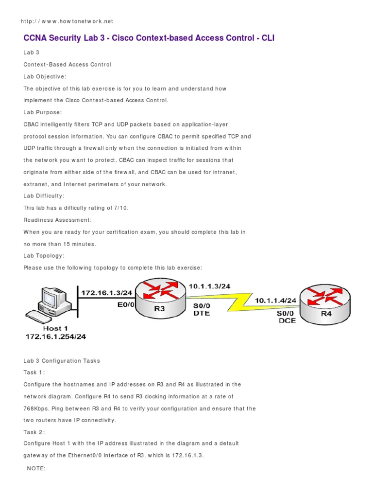 CCNA Security Lab 3 - Cisco Context-Based Access Control - CLI | PDF | Firewall (Computing ...
