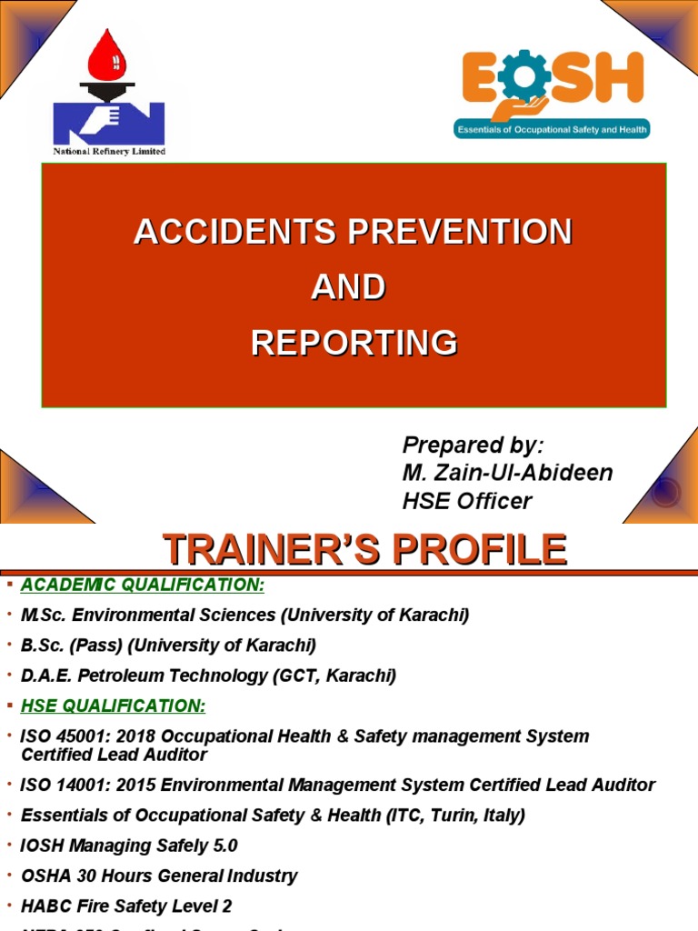 Accidents Prevention & Reporting (Eosh) | PDF | Labor Relations | Occupational Safety And Health