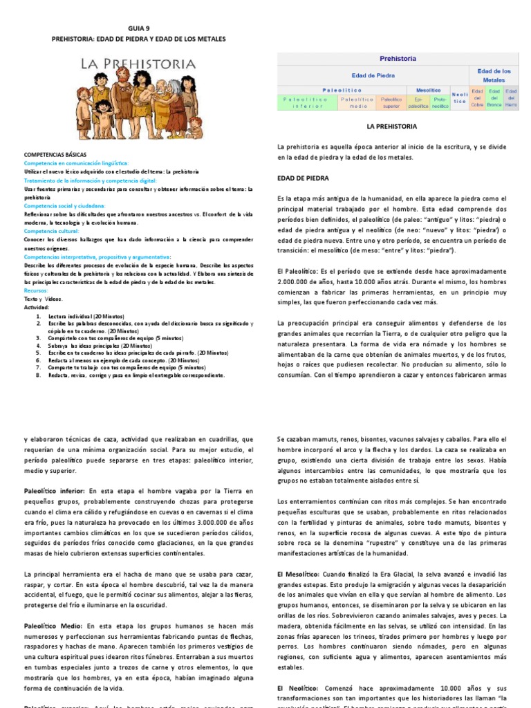 15 GUIA 9 Edad Piedra y Metales | PDF | Edad de Piedra | Neolítico