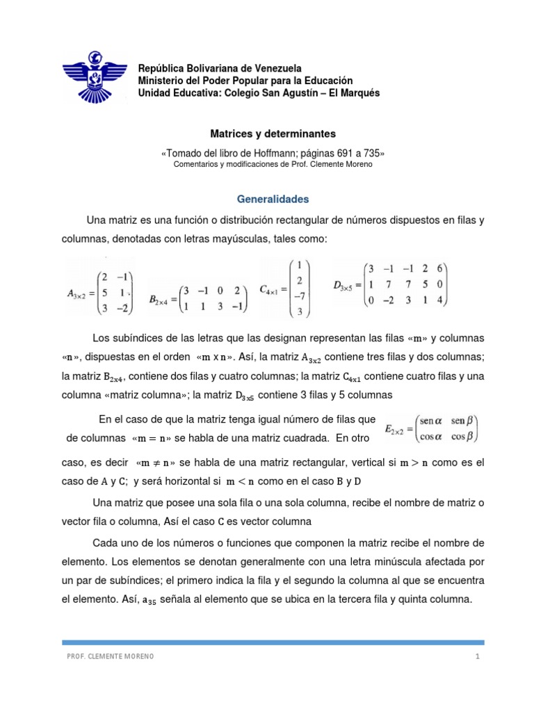 Matemática. Matrices. | PDF | Determinante | Matriz (Matemáticas)