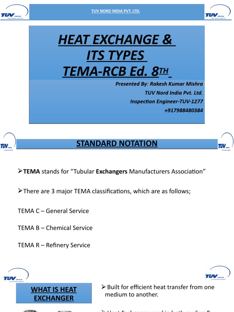 TEMA Heat Exchanger Classifications | PDF | Heat Exchanger | Pipe ...