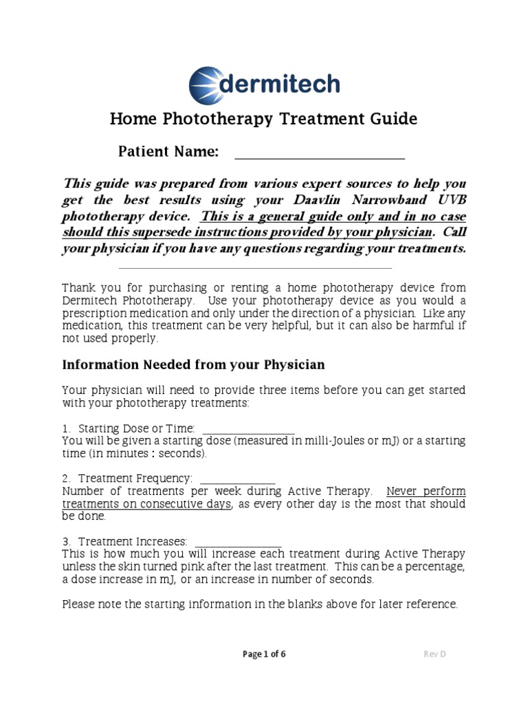 Home Phototherapy Patient Guide | PDF | Sunscreen | Ultraviolet