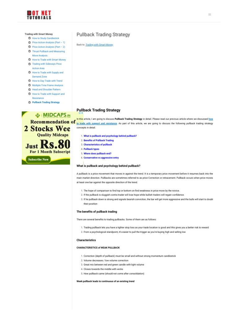 Pullback Trading Strategy | PDF | Market Trend | Financial Markets