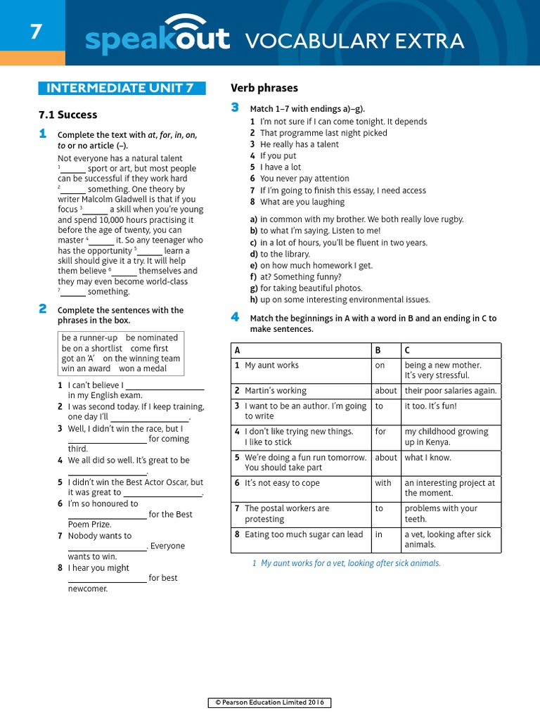 Speakout Vocabulary Extra Intermediate Unit 7 PDF | PDF | Crossword | Phrase