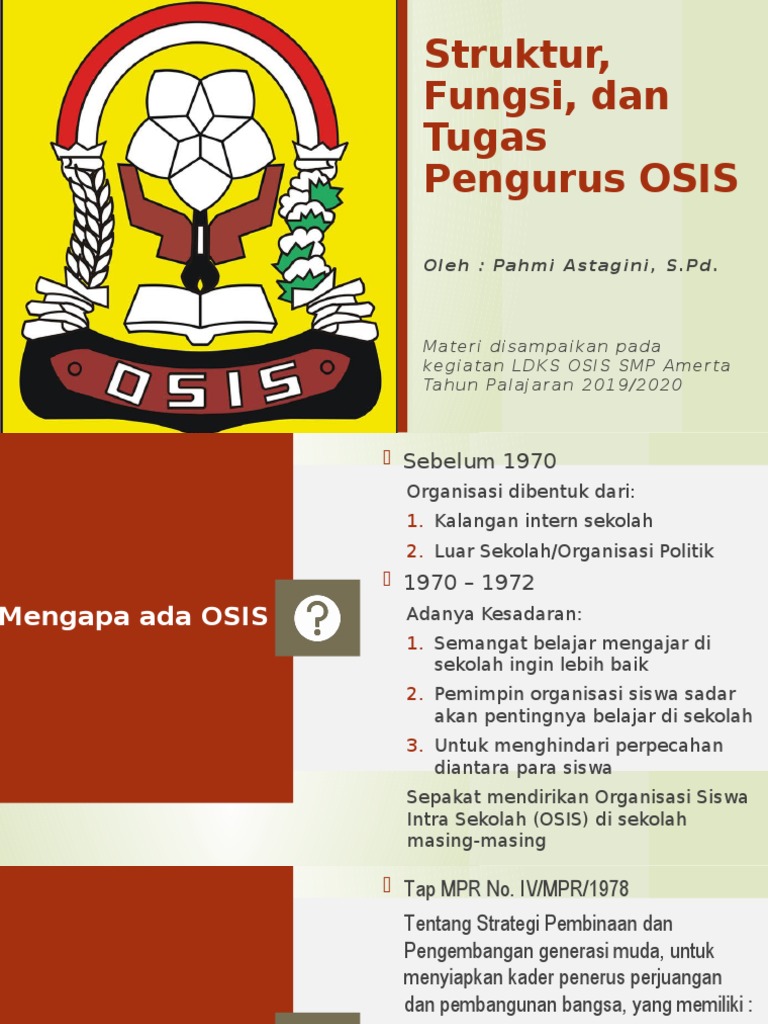 Struktur, Fungsi, Dan Tugas Pengurus OSIS | PDF