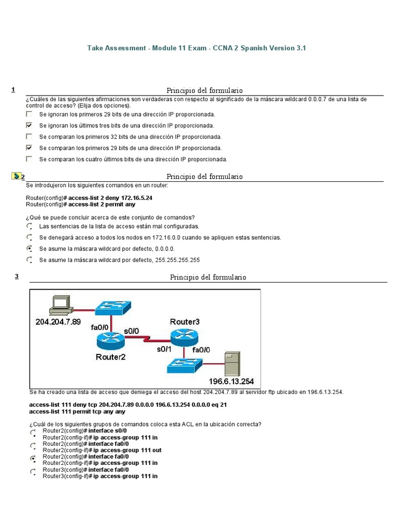 Ccna Semestre 2 Examen 11 (100%) | PDF | Enrutador (Computación) | Dirección IP