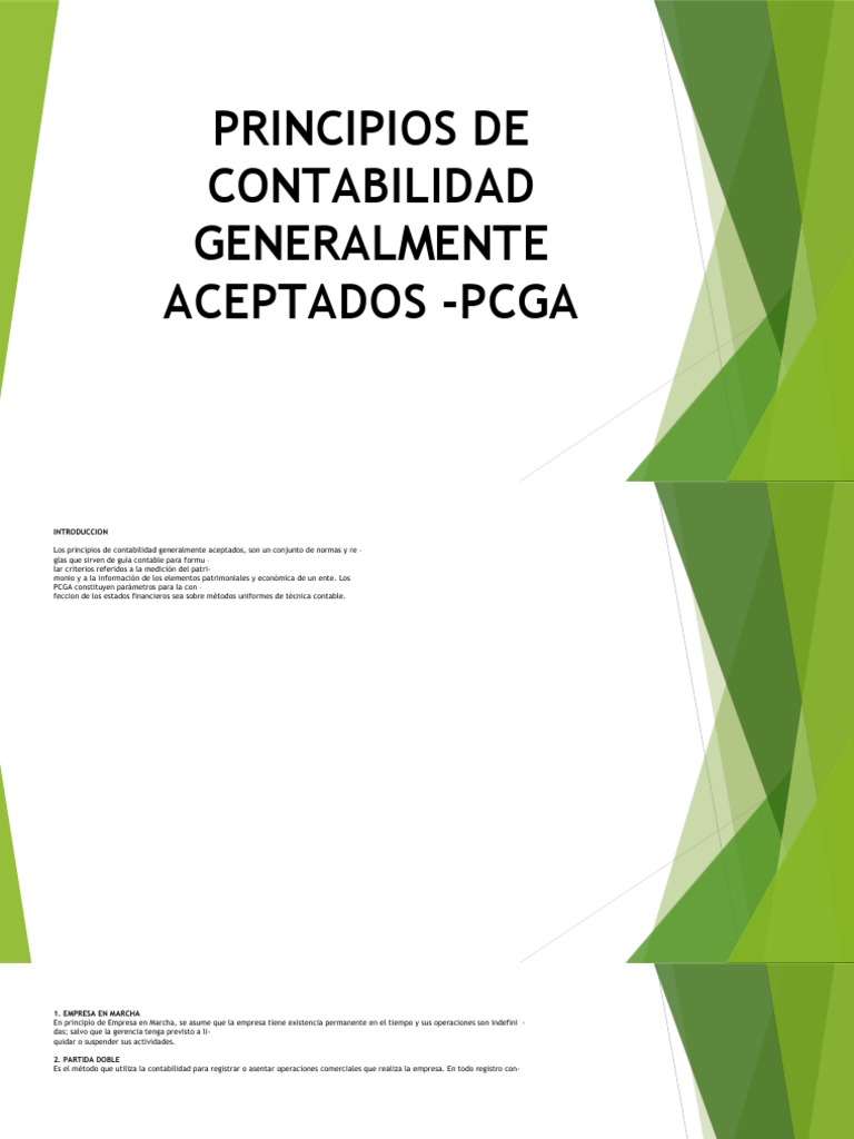 Principios de Contabilidad Generalmente Aceptados - Pcga | PDF ...