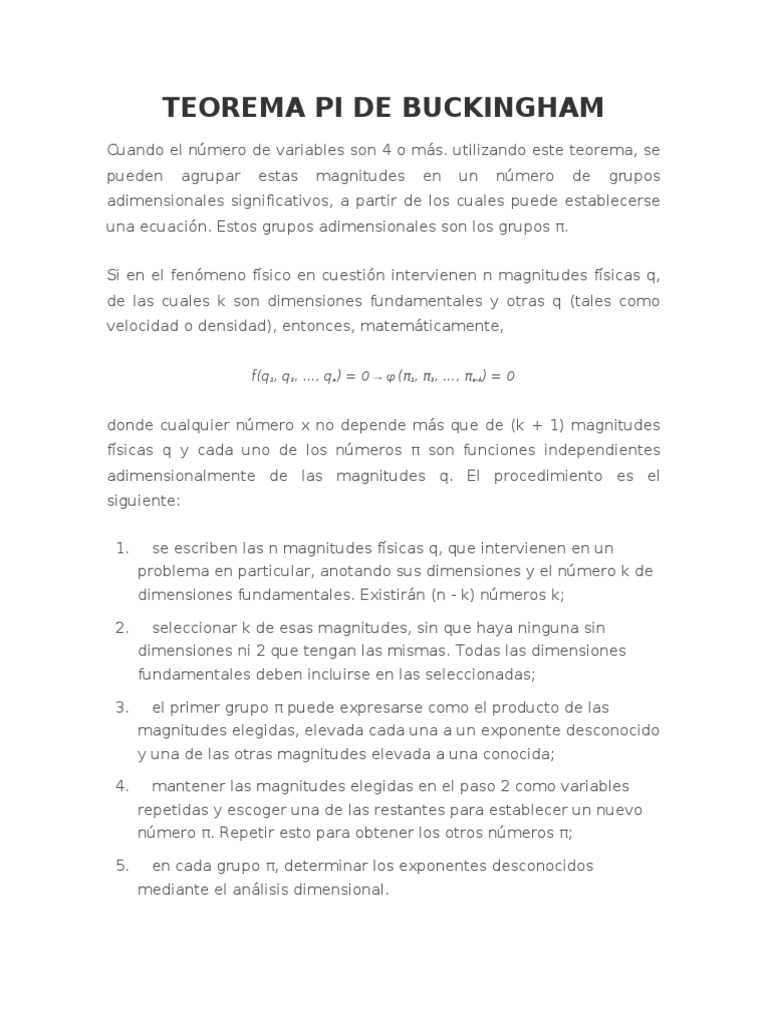 Teorema Pi de Buckingham | PDF